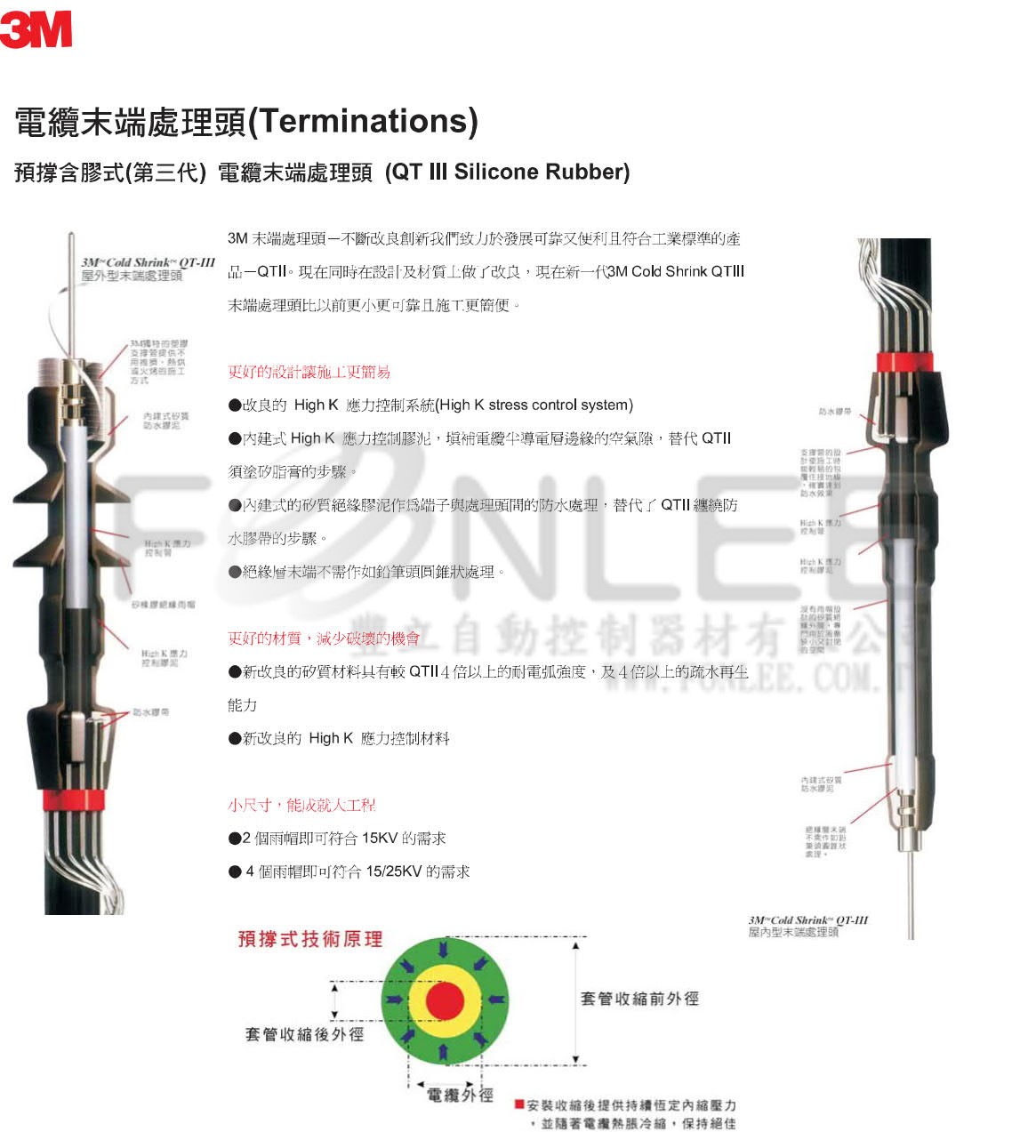 3M QS-3 中間 5526A 25KV 240-500-3M QS-3 中間 5526A 25KV 350-750-YU3MB35526A-處理頭