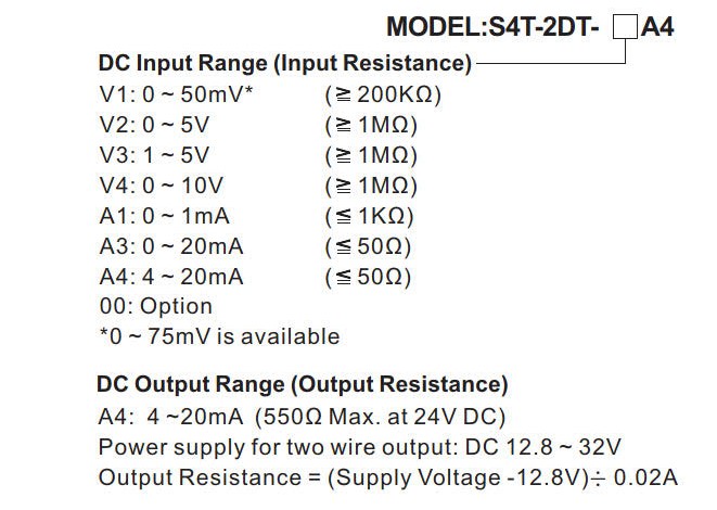 1 S4T-2DT直流隔離傳送器 帶電輸出--OPTS4T2DT-OP