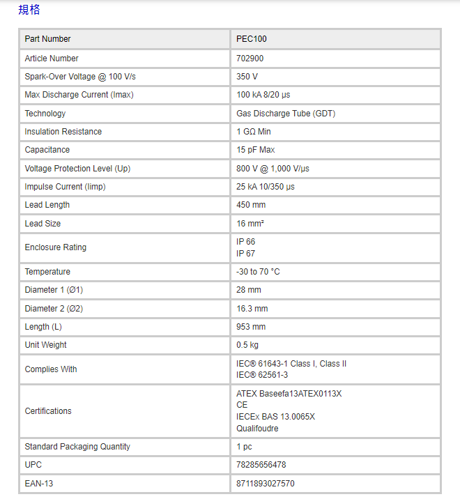 ERICO 等電位箝制器 PEC-100 Iimp=25KA-ERICO DSC-275-YBERPEC100-YB